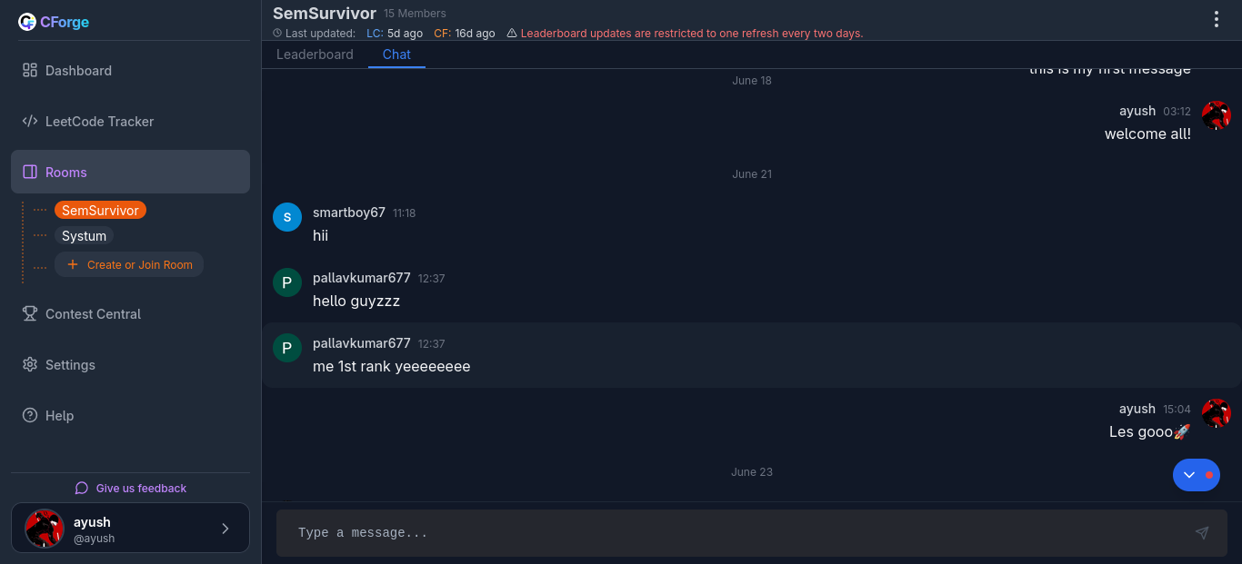 CForge: LeetCode Tracker & Competitive Programming Leaderboards