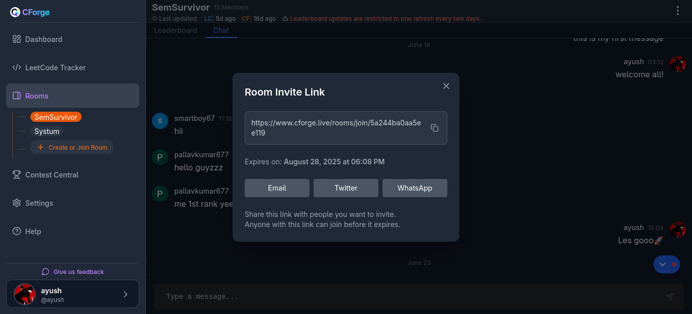 CForge: LeetCode Tracker & Competitive Programming Leaderboards